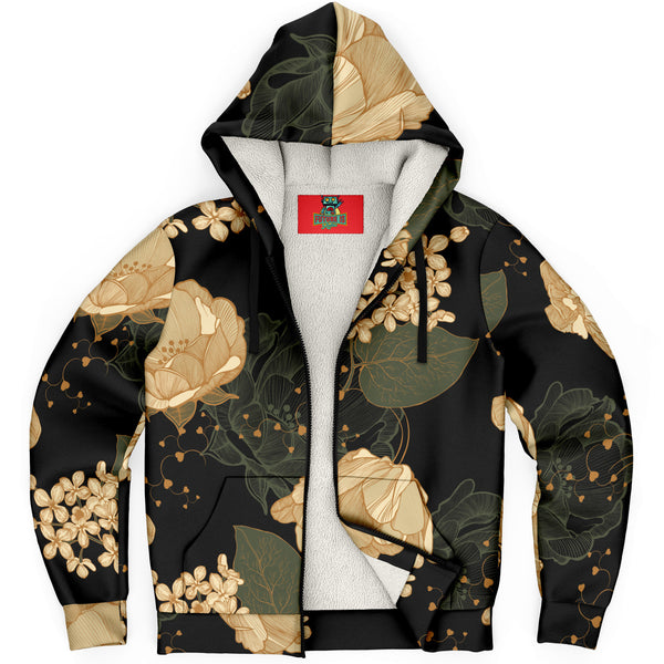 Zip Up Microfleece Hoodie in Smoky Floral - Future Is Retro