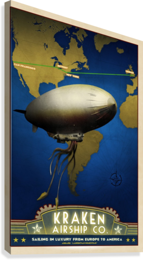 Steampunk Dieselpunk Airship Art Deco Travel Poster - Future Is Retro